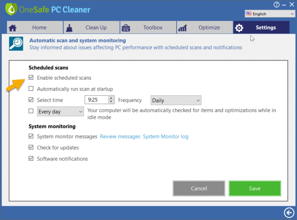 How to schedule automatic cleaning scans - OneSafe Software